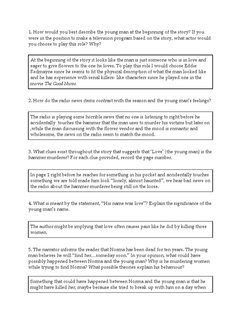 Analysis of "The Man Who Loved Flowers" | PDF
