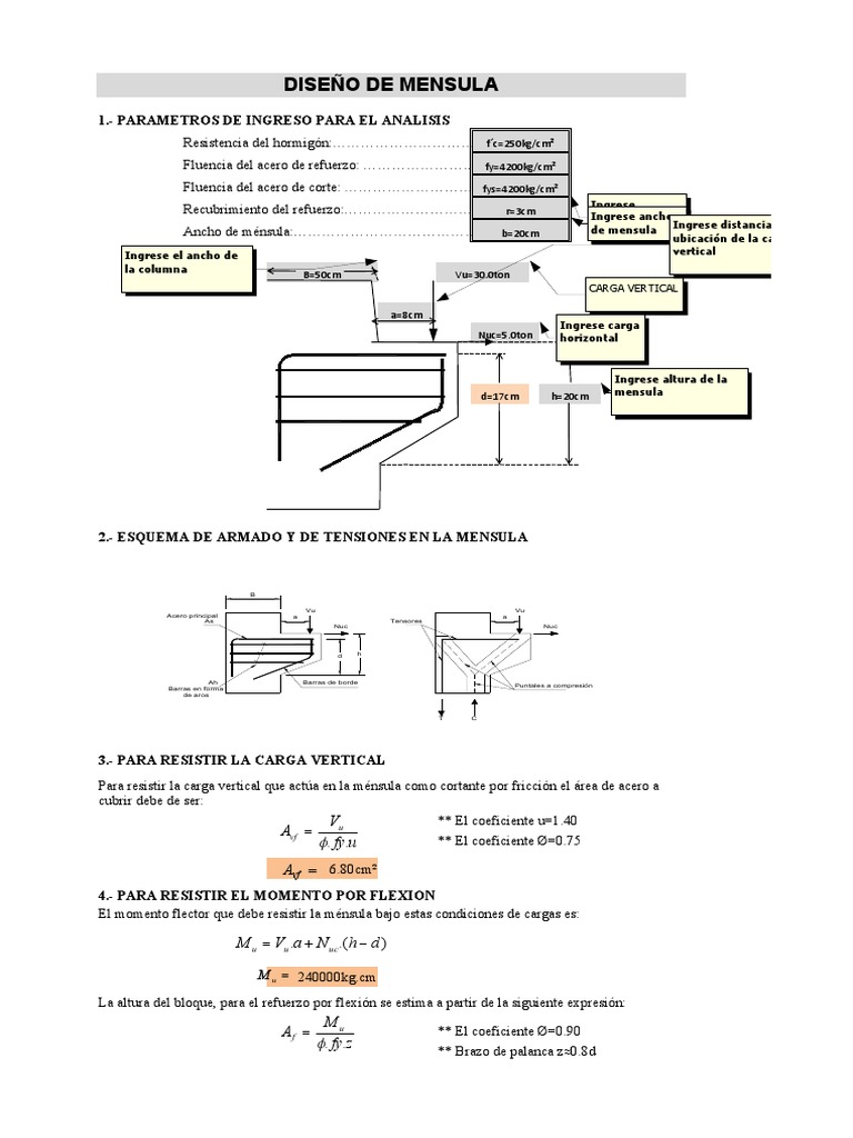 Diseño de Ménsula de Concreto Armado | PDF | Resistencia de materiales ...