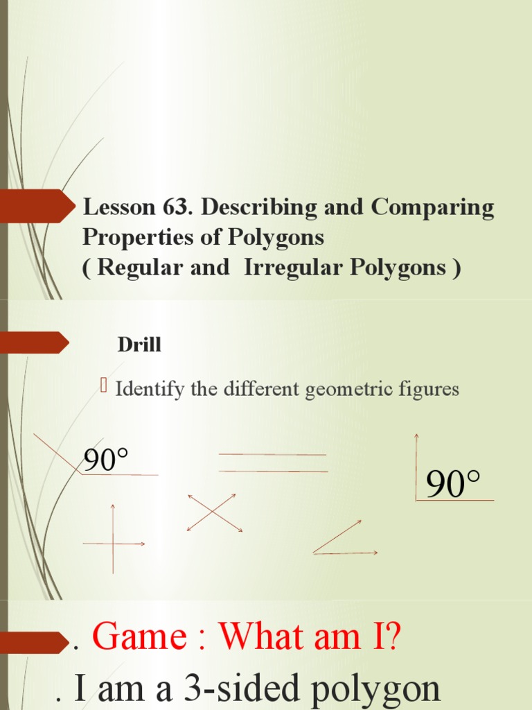 Lesson 63. Describing and Comparing Properties of Polygons | PDF ...