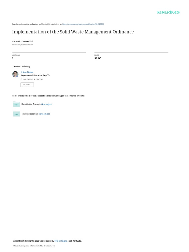 Solid Waste Management Ordinance | PDF | Incineration | Municipal Solid Waste