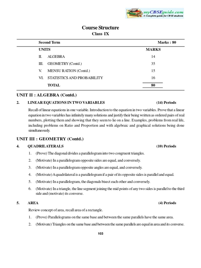 09 CCE Syllabus 2011 New Mathematics Term 2 | PDF | Circle | Area