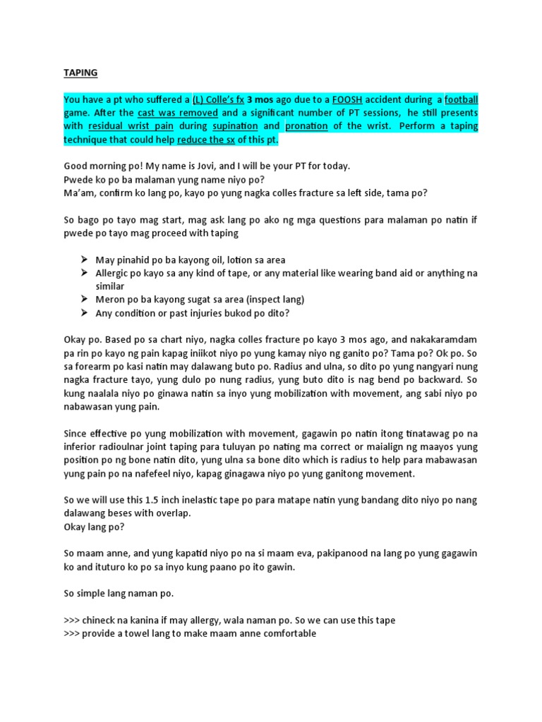 Taping Script | PDF | Joints | Musculoskeletal System