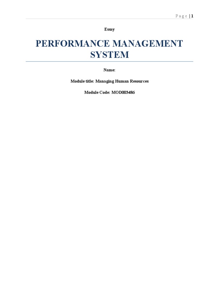 Essay Performance Management Models - Edited | PDF | Telecommuting ...