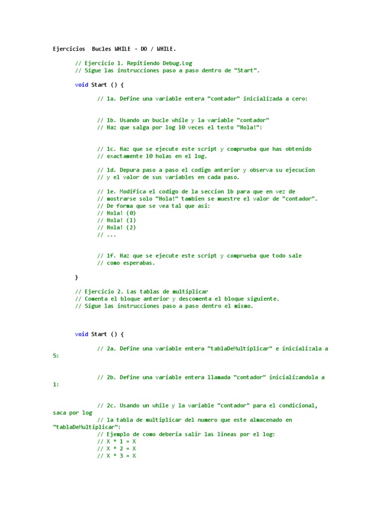 Ejercicios Bucles WHILE | PDF | Estructura de datos de matriz | Ciencias de la Computación