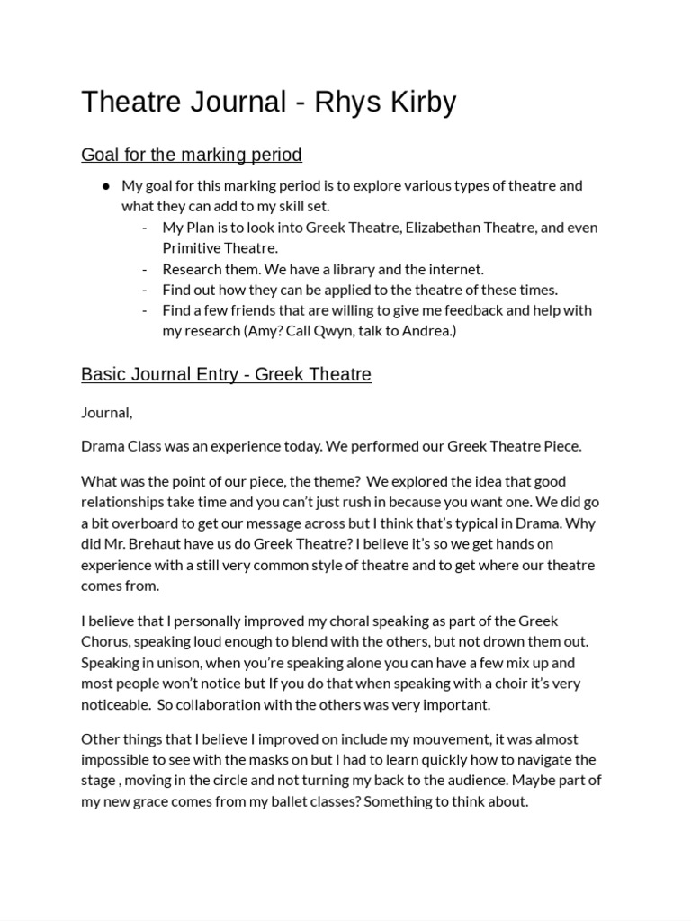 Rhys Kirby - Theatre Journal | PDF | Hamlet | Theatre