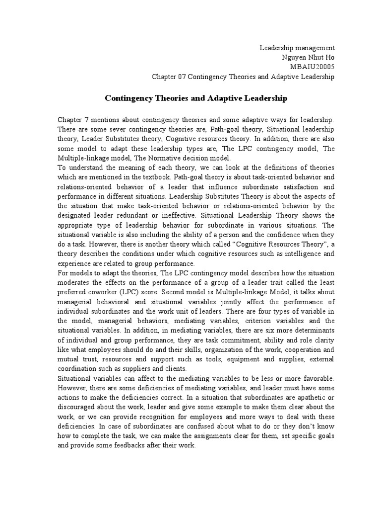 Chapter 7 - Summary | PDF | Leadership | Psychological Concepts