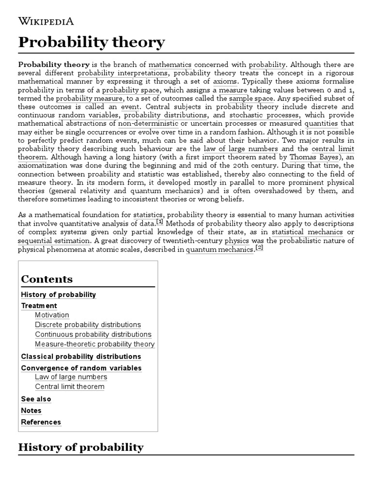 Probability Theory | PDF | Probability Theory | Probability Distribution