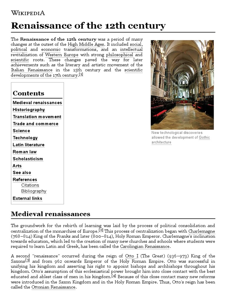 12th Century Renaissance Overview | PDF | Middle Ages | Science