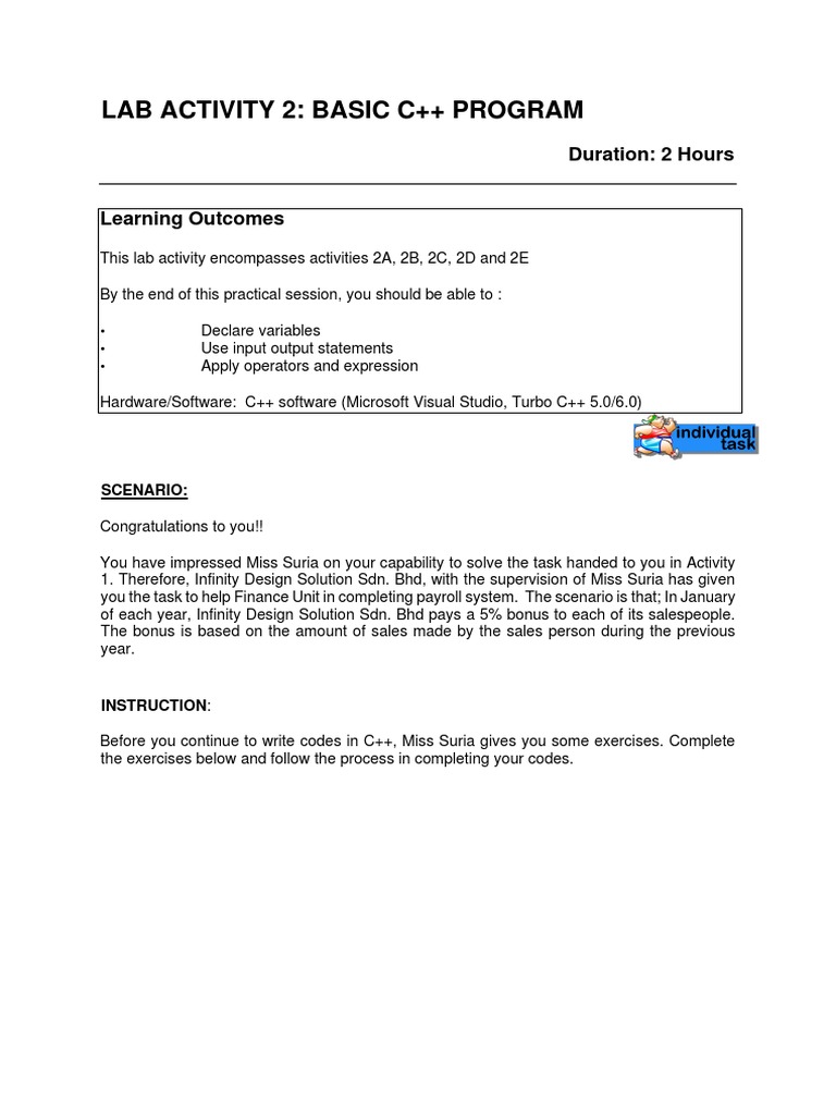 Lab Activity 2 | Download Free PDF | C++ | Computer Science