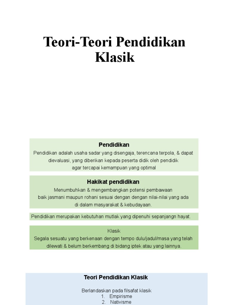 Teori-Teori Pendidikan Klasik | PDF