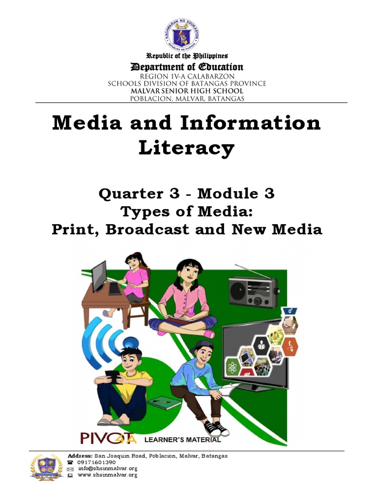 Media and Information Literacy: Quarter 3 - Module 3 Types of Media ...