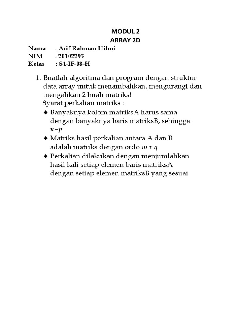 Modul 2 Array 2D | PDF | Komputer