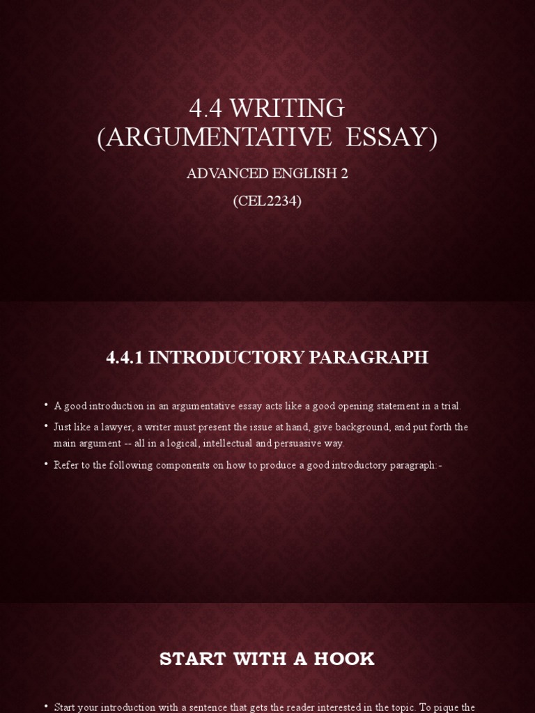 4.4 Writing Argumentative Essay (Components) | PDF | Essays | Argument