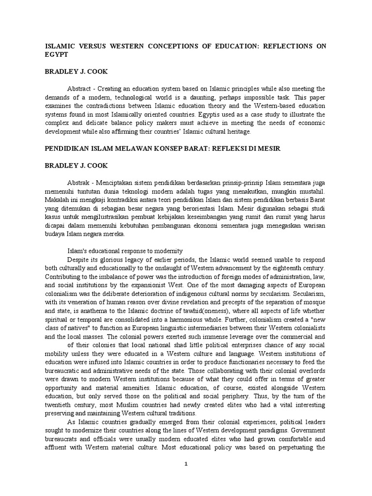 Islamic Versus Western Conceptions of Education | PDF | Truth | Relativism