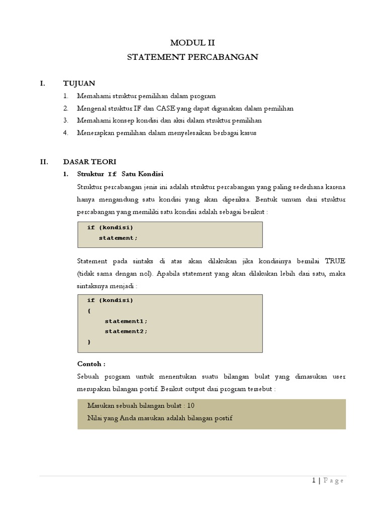 Modul 03 Statement Percabangan | PDF | Komputer