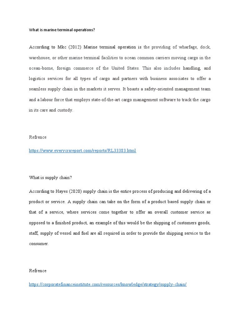 What Is Marine Terminal Operations | PDF