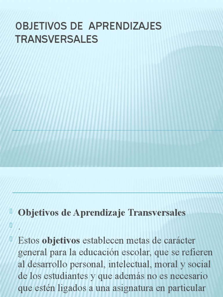 Objetivos de Aprendizajes Transversales | PDF | Salón de clases ...