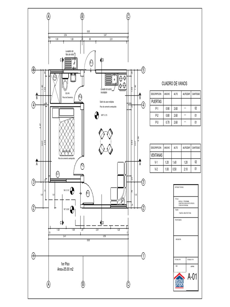 MODULO BASICO TECHO PROPIO-A1-Model | PDF | Materiales de construcción ...