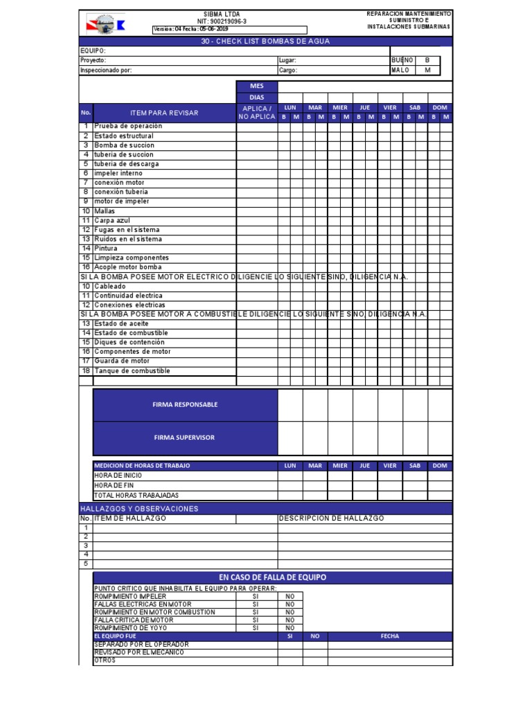 30 - Check List Bombas de Agua | PDF | Energía y recursos | Science