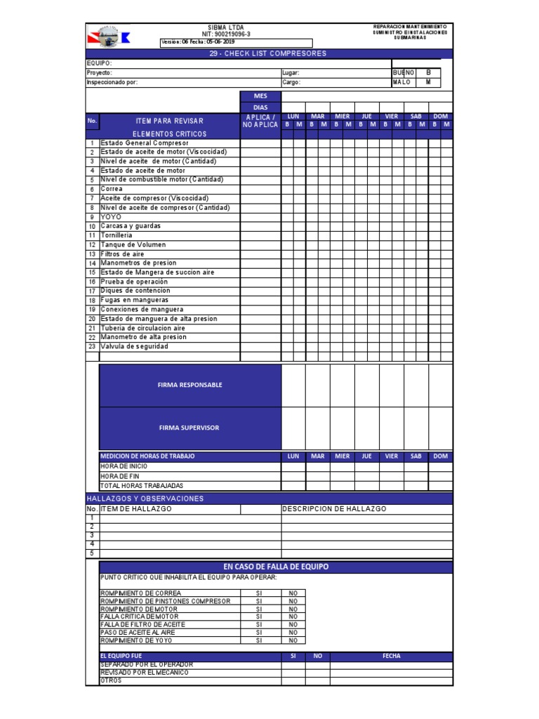 29 - Check List Compresores | PDF | Naturaleza
