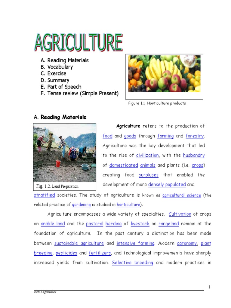 EAP-1-Agriculture (Reading Materials) | PDF | Crop Rotation | Agriculture
