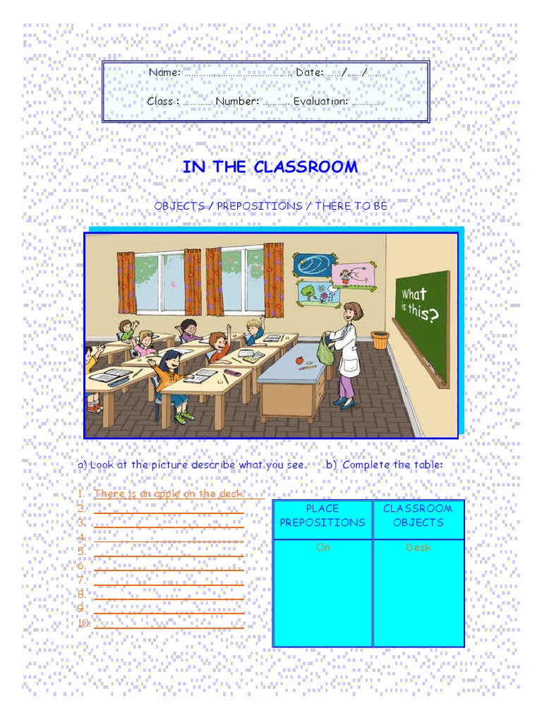 Classroom Objects and Prepositions | PDF