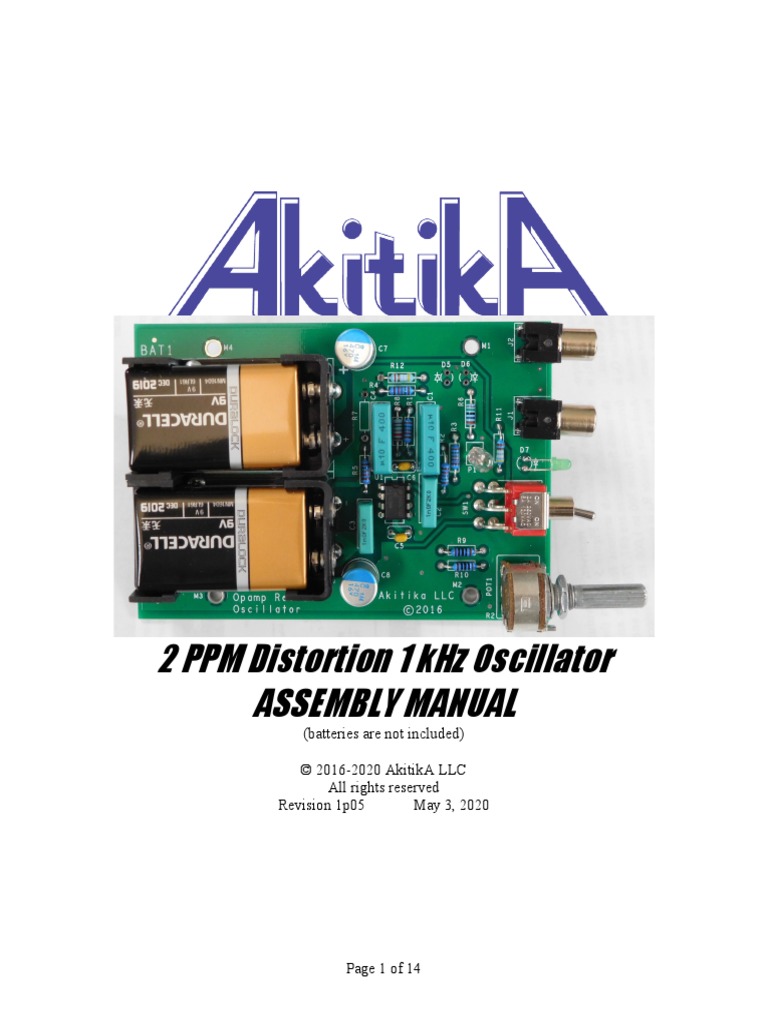 2 PPM Distortion 1 KHZ Oscillator Assembly Manual | PDF | Printed ...