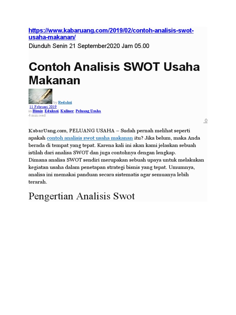 Materi Analisis SWOT Porduk Makanan | PDF