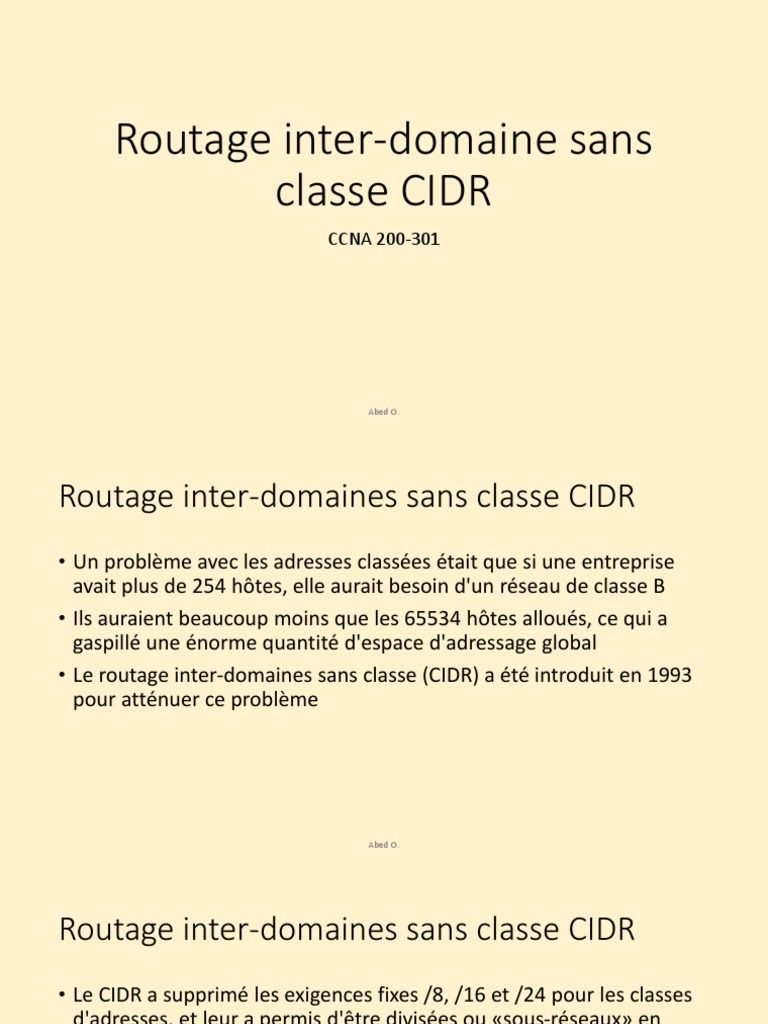 Avantages du CIDR et du Route Summarisation | PDF
