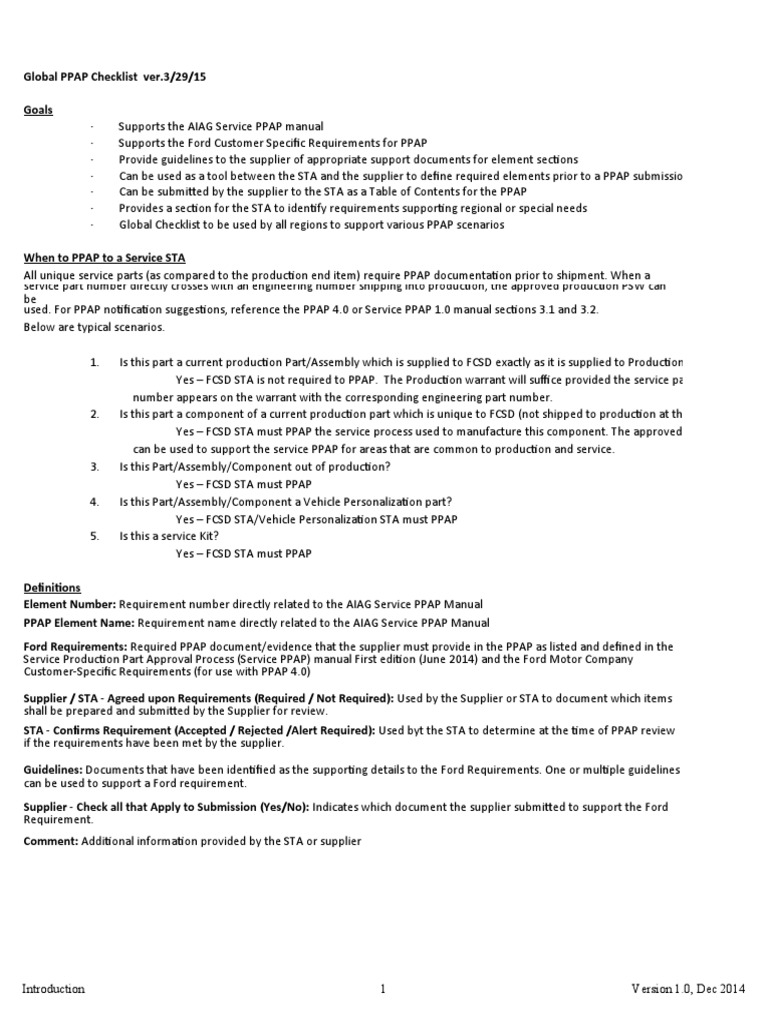 PPAP Checklist | PDF | Packaging And Labeling | Industries
