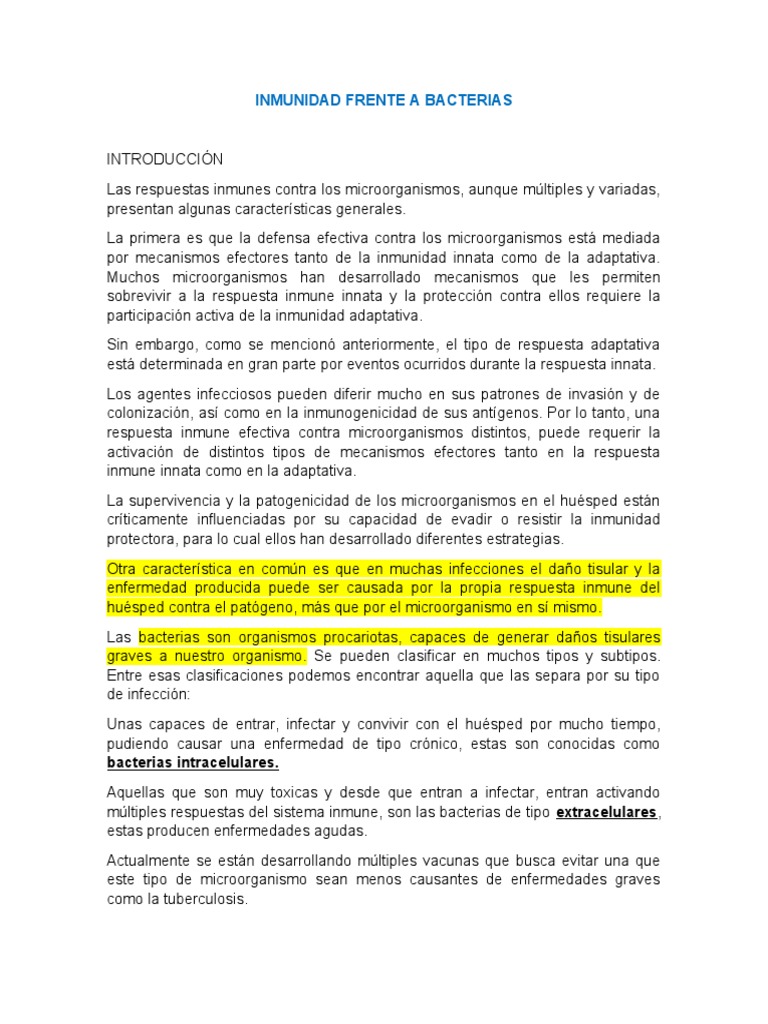 INMUNIDAD FRENTE A BACTERIAS v2 | PDF | Fagocito | Sistema inmune
