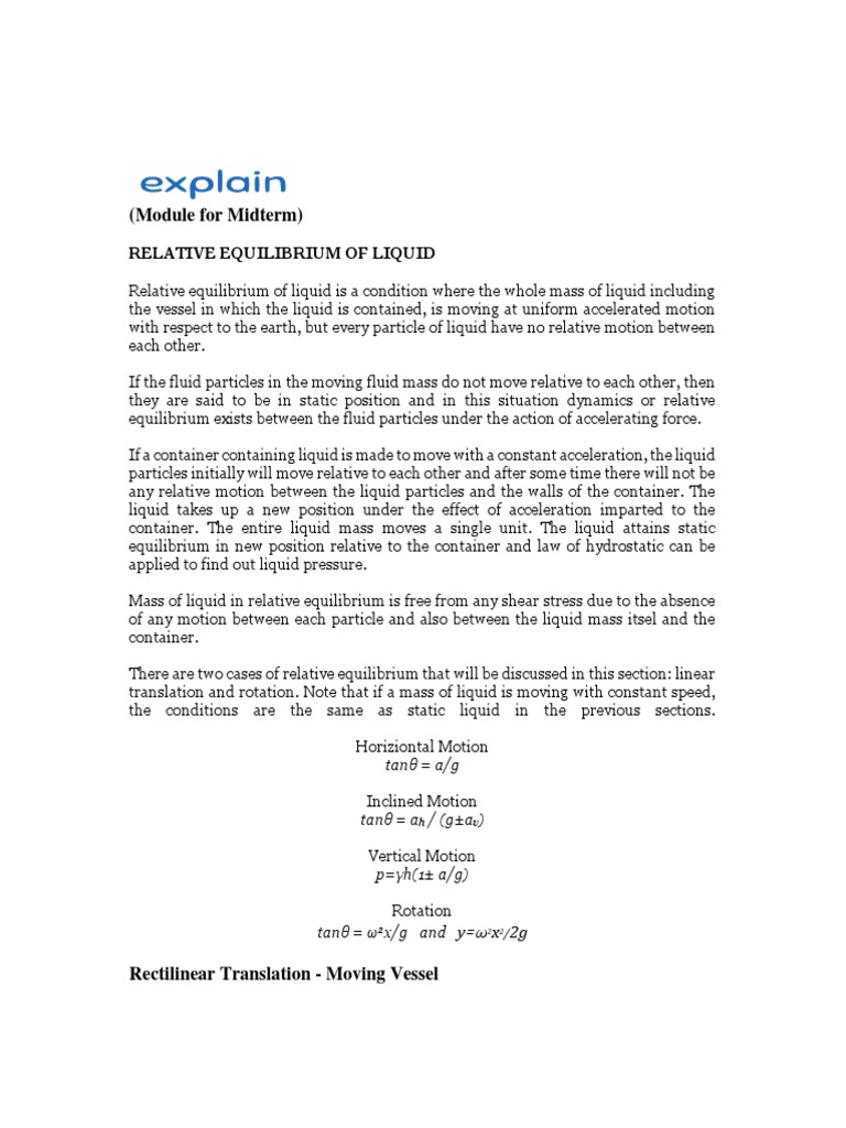3.2. Relative Equilibrium of Liquid | PDF | Rotation Around A Fixed ...