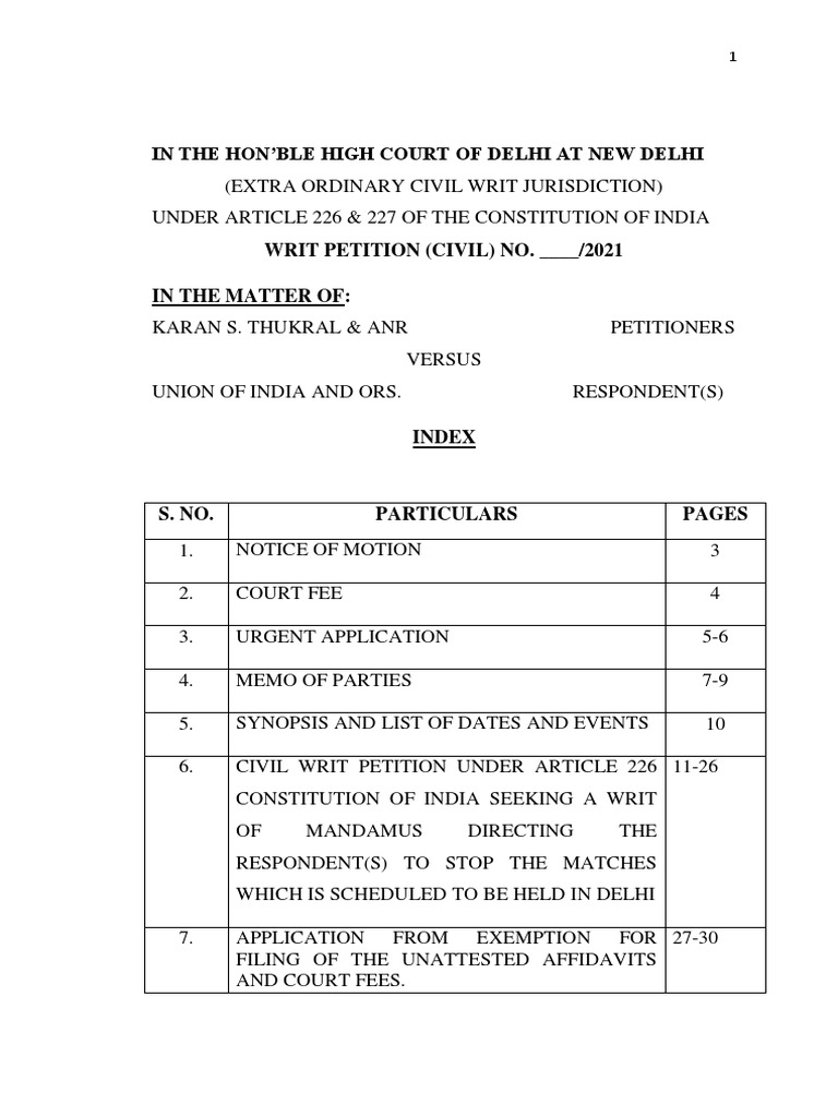 Writ Petition | PDF | Affidavit | Writ
