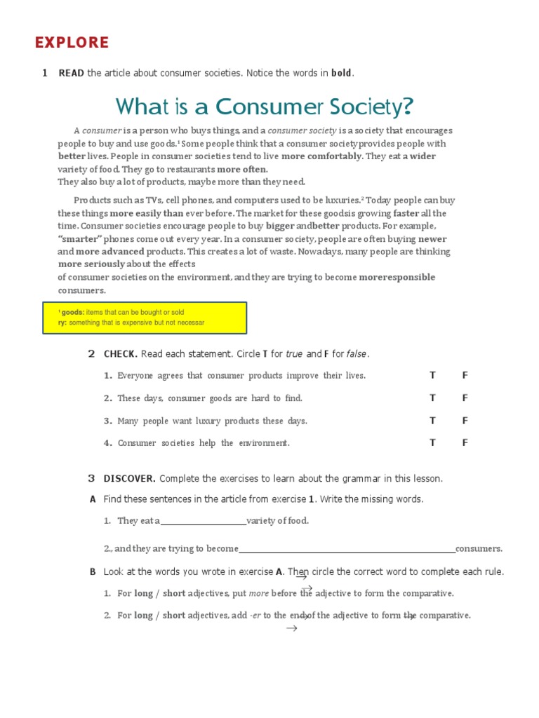 What Is A Consumer Society?: Explore | PDF | Consumerism | Adjective
