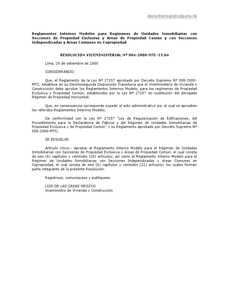 Regla Mentos Intern Osmo Delos | PDF | Condominio | Propiedad