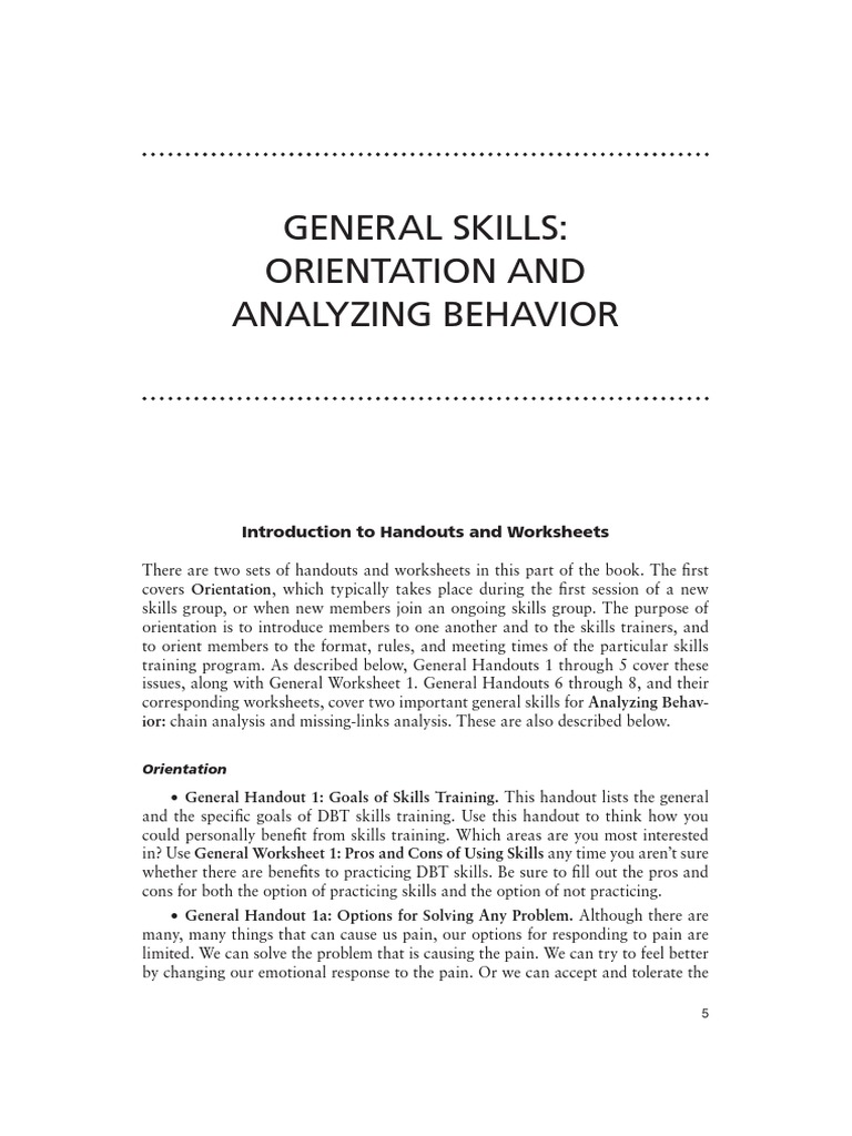 DBT Goals of Skills Training | PDF | Dialectical Behavior Therapy ...