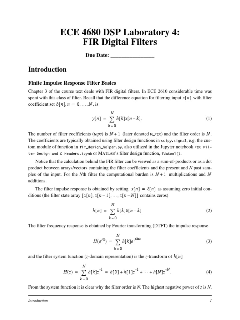 Finite Impulse Response Filter | PDF | Low Pass Filter | Sampling ...