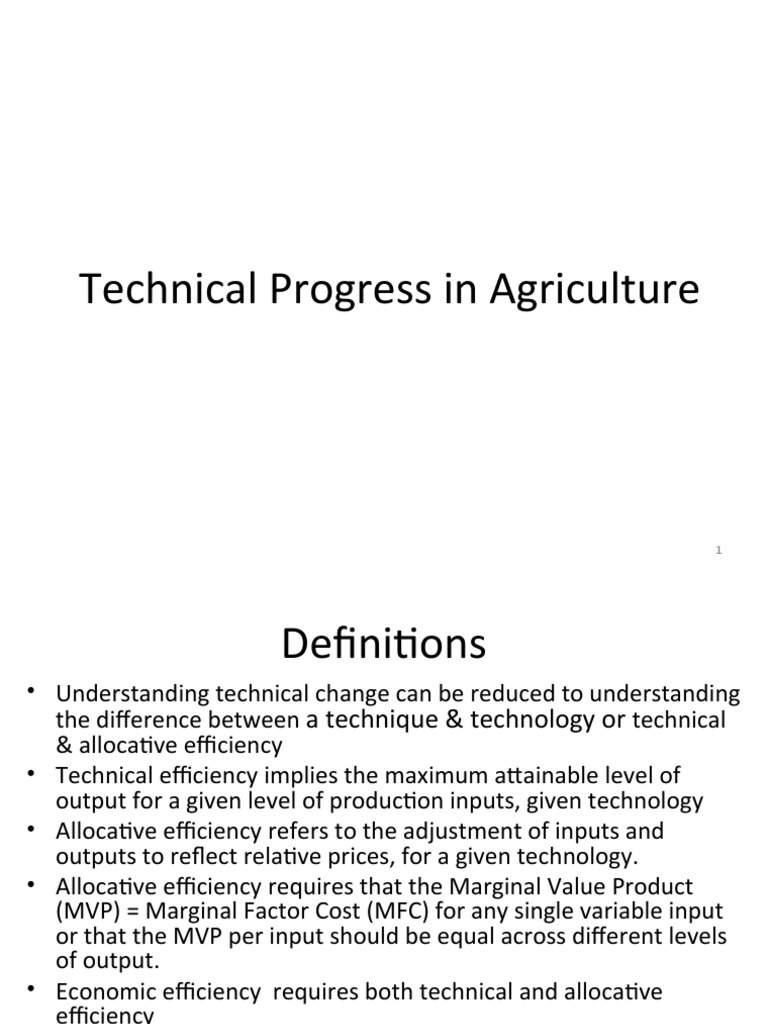 Technical Progress in Agriculture | PDF | Labour Economics | Production ...