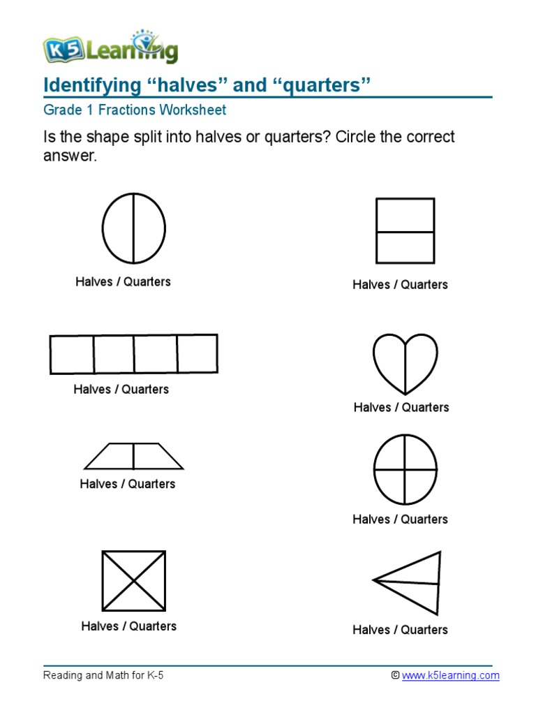 Halves And Quarters Worksheet