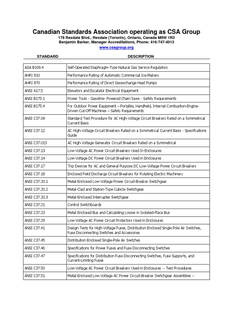 Canadian Standards Association Operating As CSA Group | PDF | Fuse ...