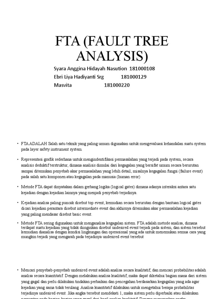 Fta (Fault Tree Analysis) - Kel 9 | PDF | Bisnis | Komputer