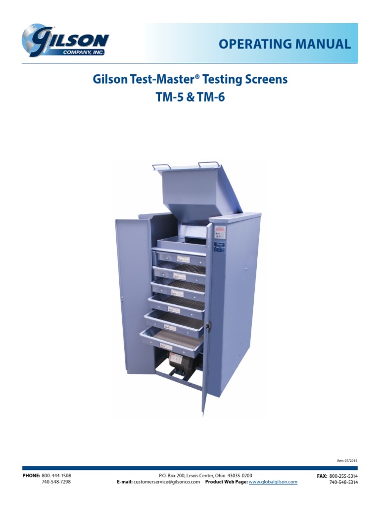 Gilson Test-Master® Testing Screens TM-5 & TM-6: Operating Manual | PDF ...