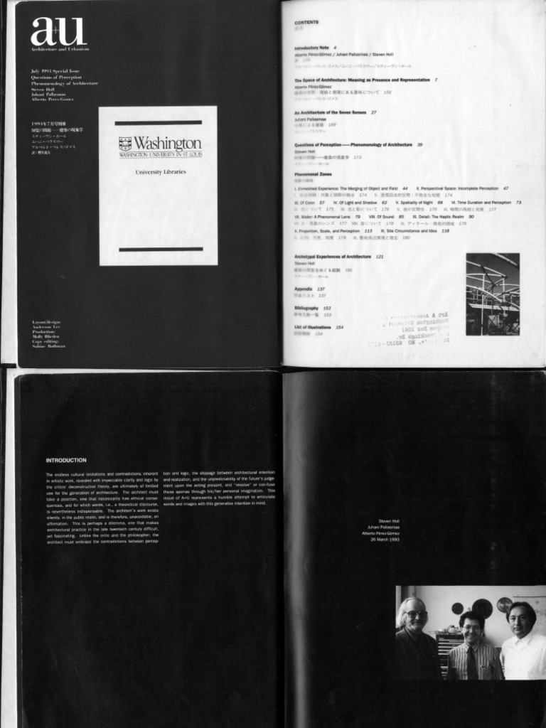 Questions of Perception Phenomenology of Architecture by Steven Holl ...