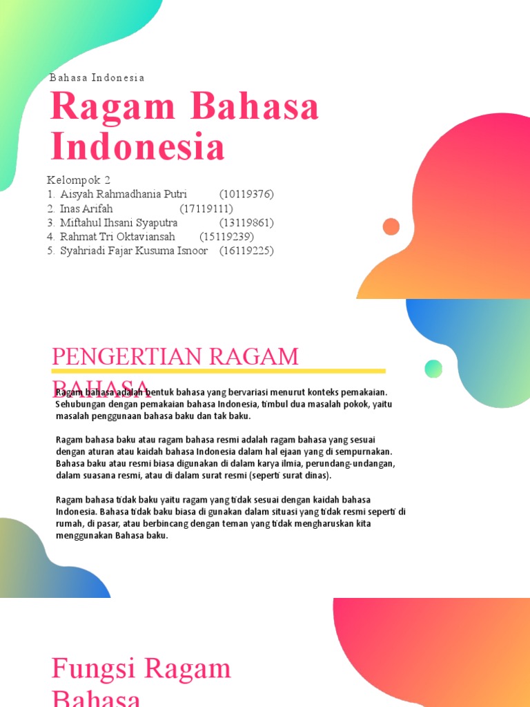 Ragam Bahasa Indonesia | PDF