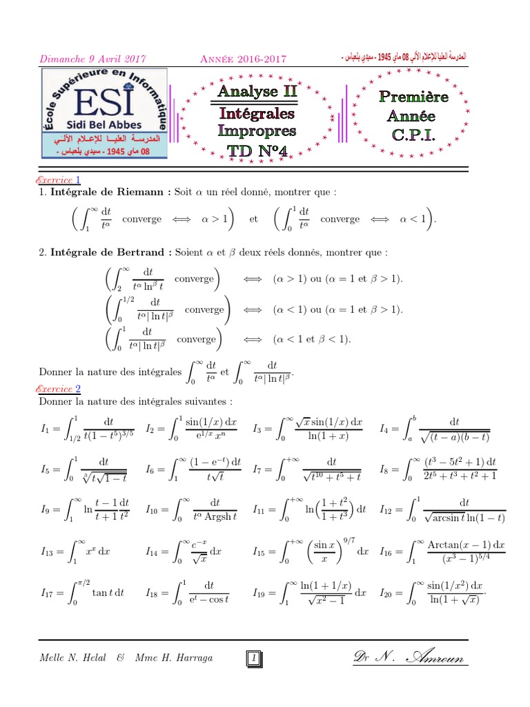 Intégrales et convergence en analyse | PDF | Zone | Enseignement des ...