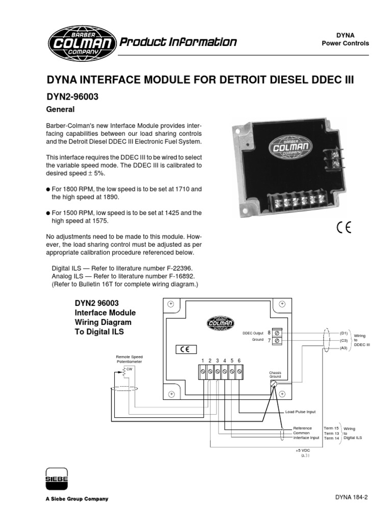 Product Information: Dyna Interface Module For Detroit Diesel Ddec Iii ...