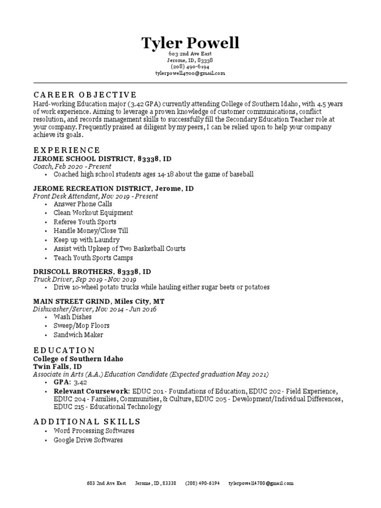 Tyler Powell Resume | PDF