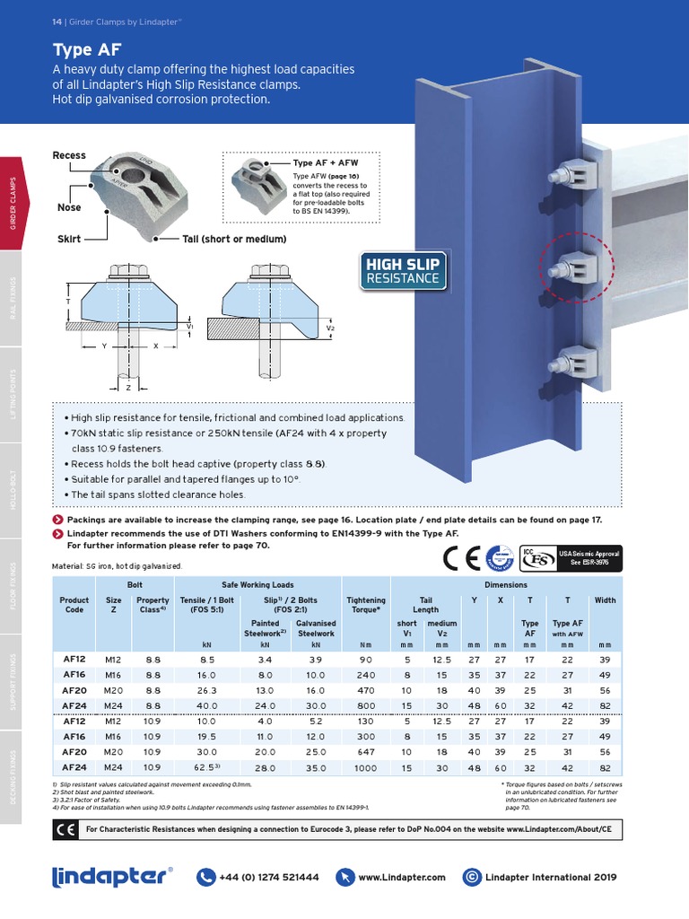 Type AF by Lindapter 1226 | PDF | Screw | Building Engineering