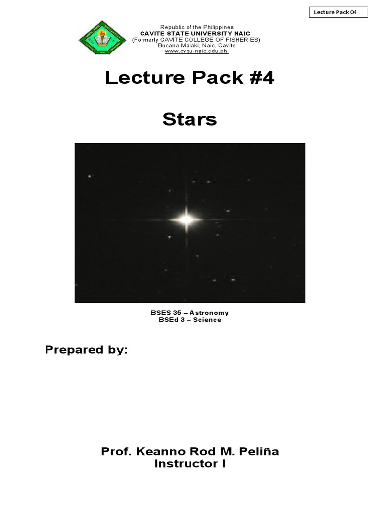 Lecture Pack #4 Stars: Prepared by | PDF | Stars | Sun