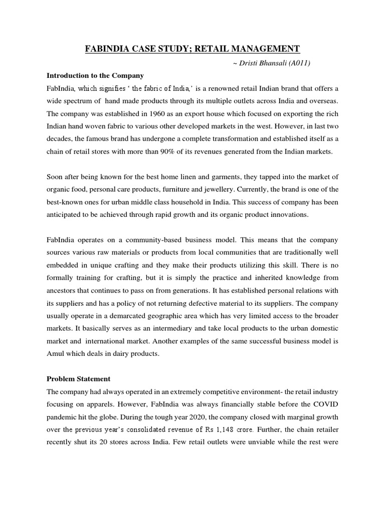 A011 - FabIndia Case Study | PDF | Brand | Franchising